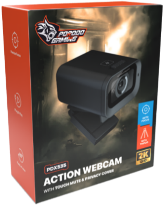 Porodo Gaming Action Webcam Black - Igoteck